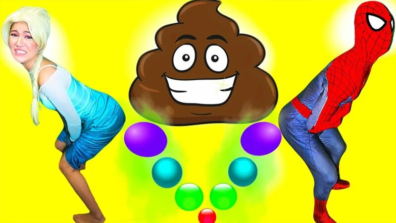 Spiderman & Frozen Elsa POO Colored Balls - Funny Super Heroes In Real ...