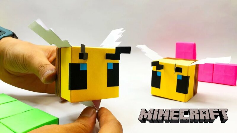 Origami Minecraft Paper Bee | How to make DIY Origami Minecraft Paper ...