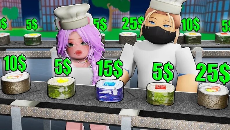 [Кошка ЛАНА] Строим СВОЙ Японский Ресторан! Roblox 2 Player Sushi ...