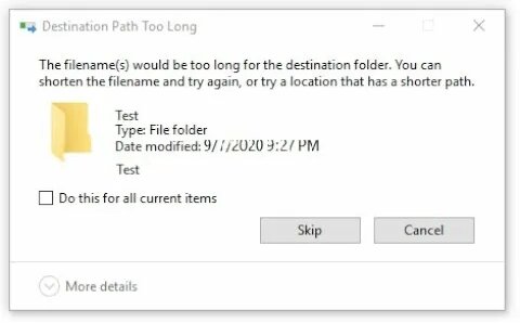 Destination path too long error when moving/copying a file - Yandex ...