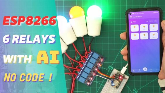 Esp8266 with 6 Relays unit with AI - No Code! (Esp8266 - Esp32) | Cadio Home Automation - EroFound