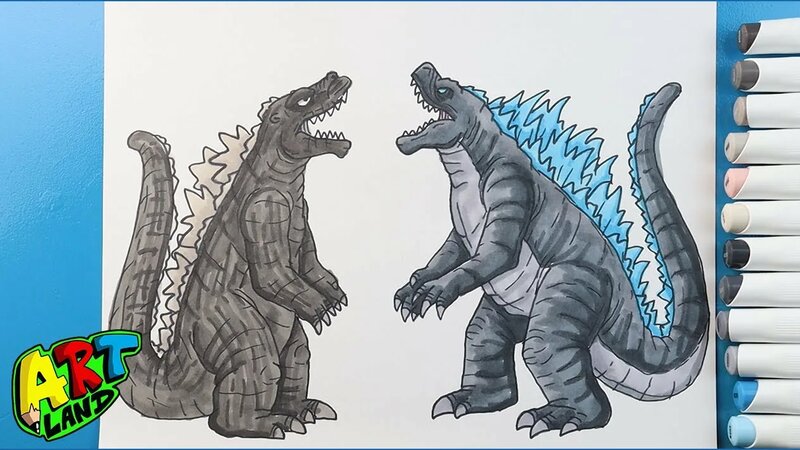 How to Draw Godzilla 1954 and Legendary Godzilla - Смотреть онлайн в ...