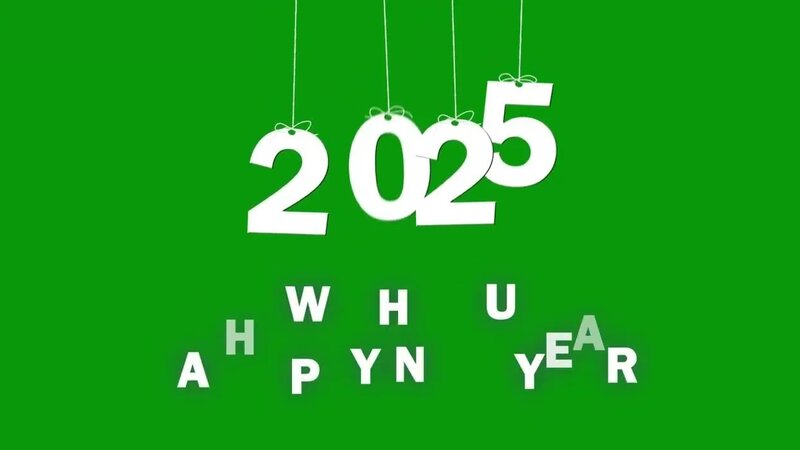 2025 Happy New Year Hanging Thread Animation | Green Screen | Free No ...