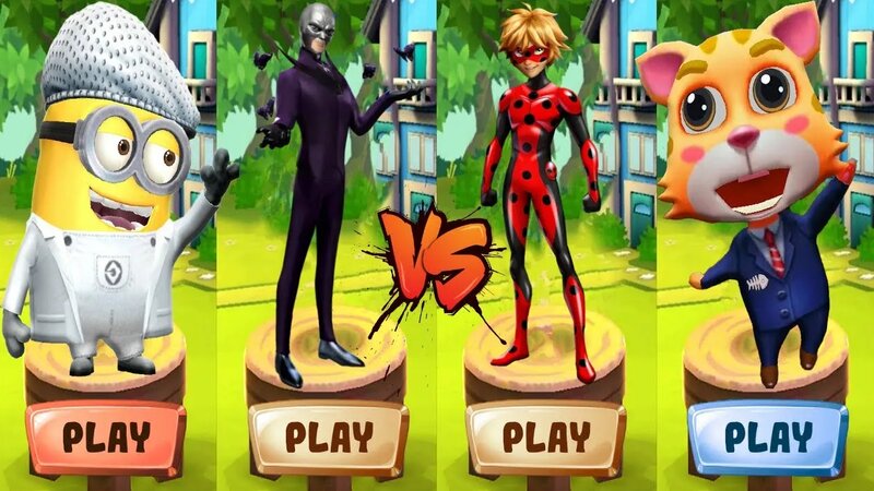 Tag with Hawk Moth and Minion Rush vs Miraculous Mister Bug vs Cat ...