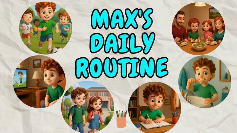 Max’s Daily Routine | English Listening Practice for Kids | Life ...