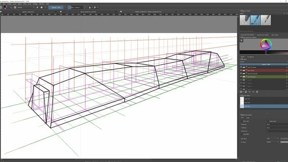 How to draw something in two point perspective using a grid - in Krita ...