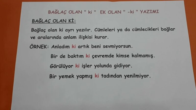 Bağlaç olan ki ve ek olan -ki (ki eki ve bağlacı nasıl yazılır ...