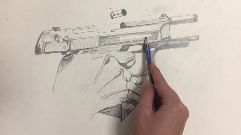 HOW TO DRAW A Weapon/GUN WITH Charcoal ? Step by Step! | Karakalem ...