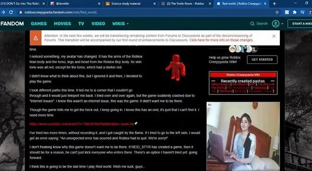 Red world Roblox Creepypasta (sorry about the background noises ...