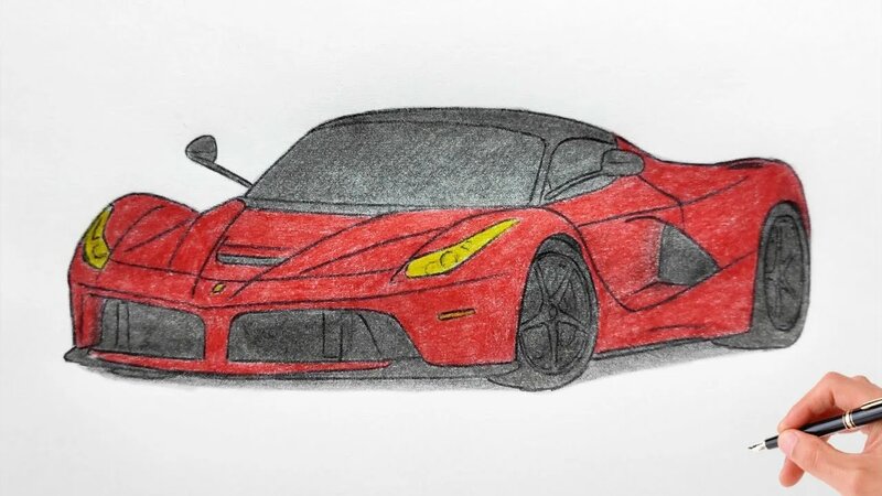 How to draw a Ferrari Laferrari 2013 / drawing 3d car / coloring ...