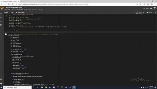 How to Use Yolov4 with Live Stream through Webcam google Collab ...