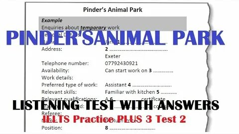 Pinder's animal park listening test with answers - Смотреть онлайн в ...