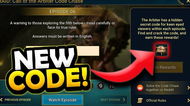 New promo code chase call of the arbiter episode 6 | RAID shadow ...