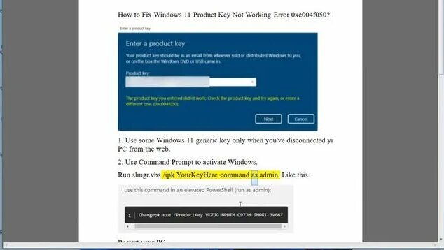 Fix Windows 11 Product Key Not Working Error 0xc004f050 - Смотреть ...