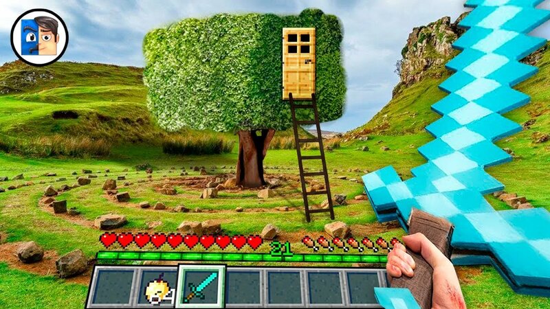 Minecraft in Real Life POV - House in TREE in Realistic Minecraft RTX ...