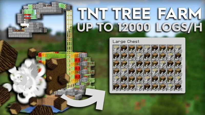 Minecraft TNT Tree Farm - Fully Automatic - Oak, Birch, Spruce, Jungle ...