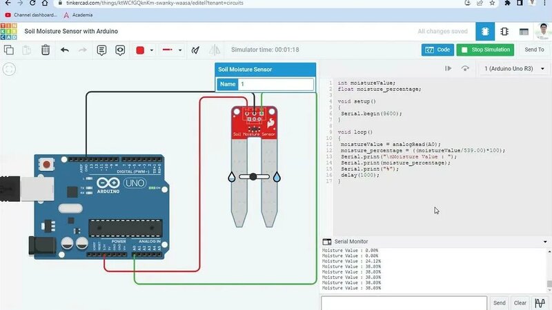 Soil Moisture Sensor & Arduino using Tinkercad - Смотреть онлайн в ...