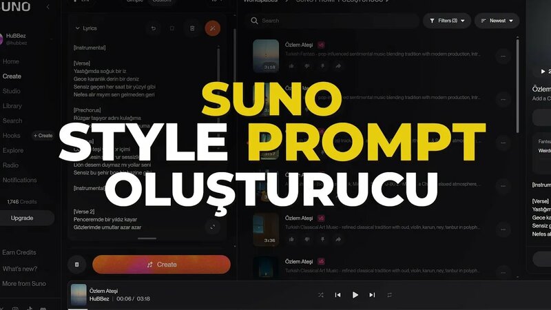 SUNO için Şarkı ve Müzik Style (Stil) Prompt Oluşturucu #suno #prompt # ...