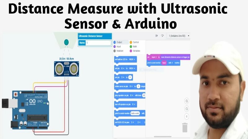 #3 Distance measure with ultrasonic Sensor & Arduino at Tinkercad ...