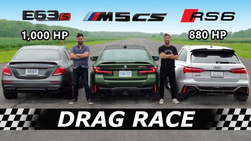 2022 BMW M5 CS vs 1000hp AMG E63S vs 880hp Audi RS6 // DRAG & ROLL RACE ...
