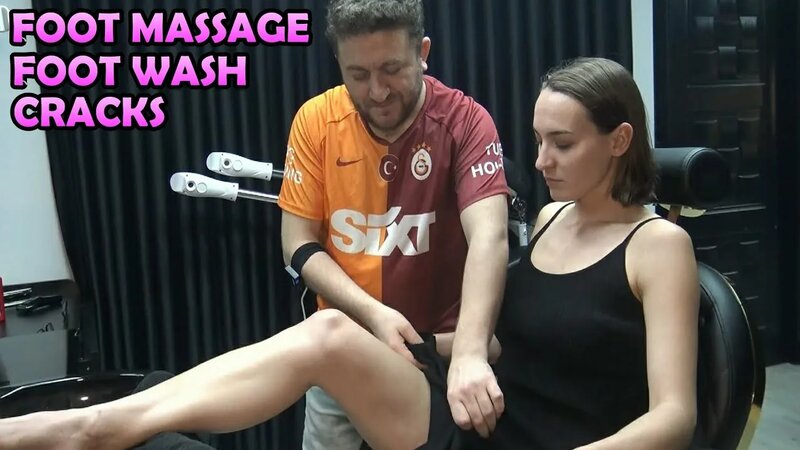 Female pain relief foot massage therapy & foot fash & asmr leg massage ...