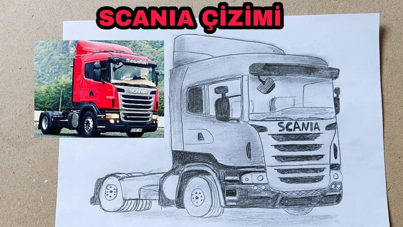 Scania tır çizimi karakalem kolay -Scania truck drawing pencil drawing easy