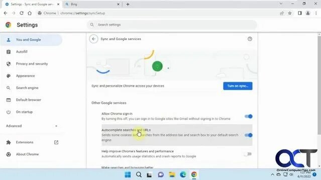 Disable Google & Bing Search Suggestions in Chrome