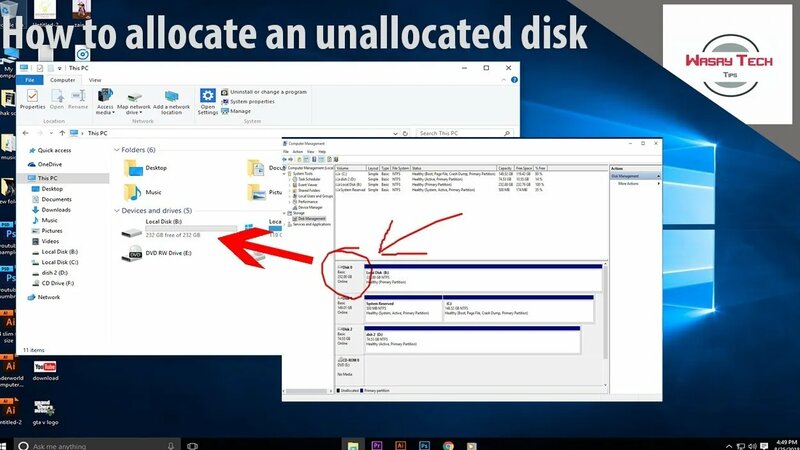 how to locate the unallocated disk windows 7/8/10|how to allocate ...