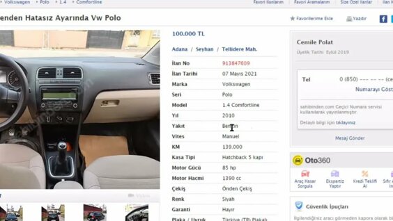 sahibinden com ikinci el araba: 2 bin video Yandex'te bulundu