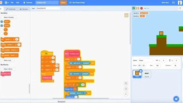How To Make A Simple Scrolling Platformer A Start Screen In Scratch