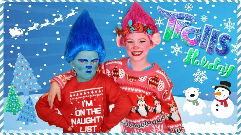 Trolls Poppy and Branch Holiday Makeup and Costumes and Trolls Jingle ...