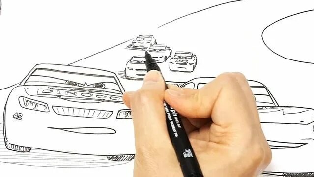 How to draw Lightning McQUEEN vs CAL Weathers in CARS 3 . Drawing and ...