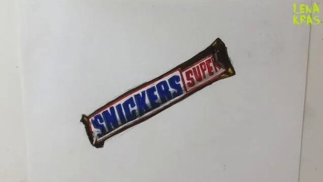 Как нарисовать Объёмный Сникерс за 30 минут! / How to draw Volumetric ...
