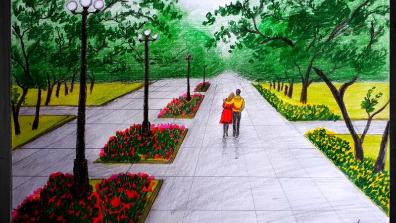 Beautiful Landscape drawing. Manzarali rasm chizish #2 - Смотреть ...