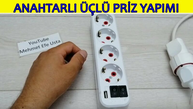 Anahtarlı Üçlü Priz Yapımı (kendin yap düğmeli üçlü priz, Switched ...