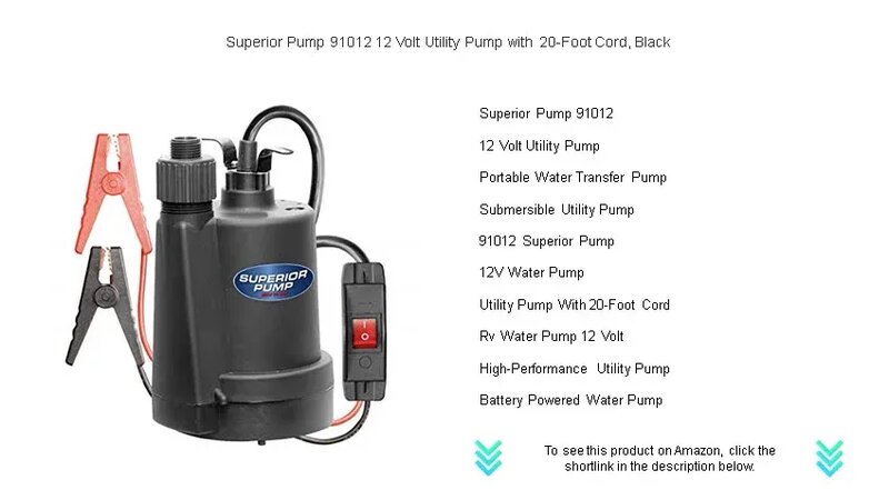 Superior Pump 91012 12 Volt Utility Pump with 20-Foot Cord, Black ...