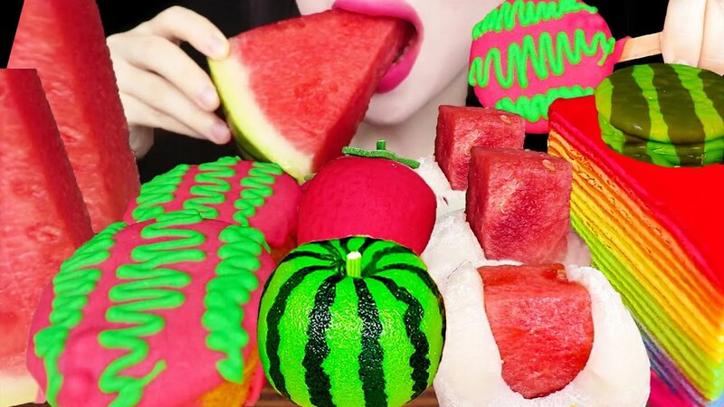 ASMR Watermelon Mochi Cake Pop 수박 모찌 케이크팝 먹방 Mukbang, Eating - Смотреть ...