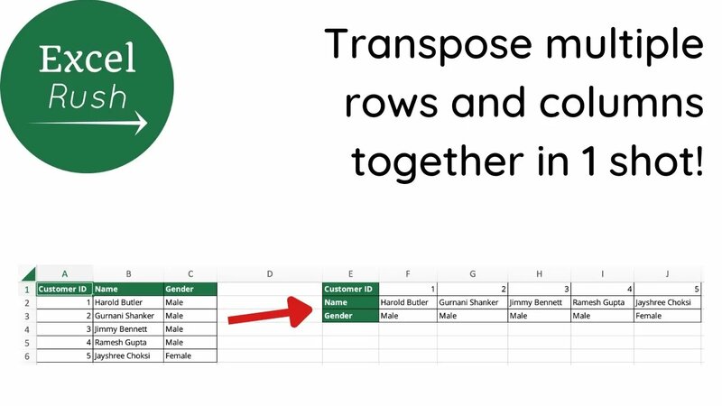How to transpose multiple rows and columns in Excel in one shot ...