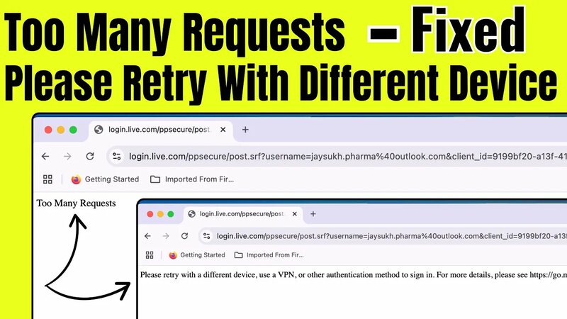 Fix Too Many Request Error Outlook & Hotmail, Microsoft 365 Login / Try ...