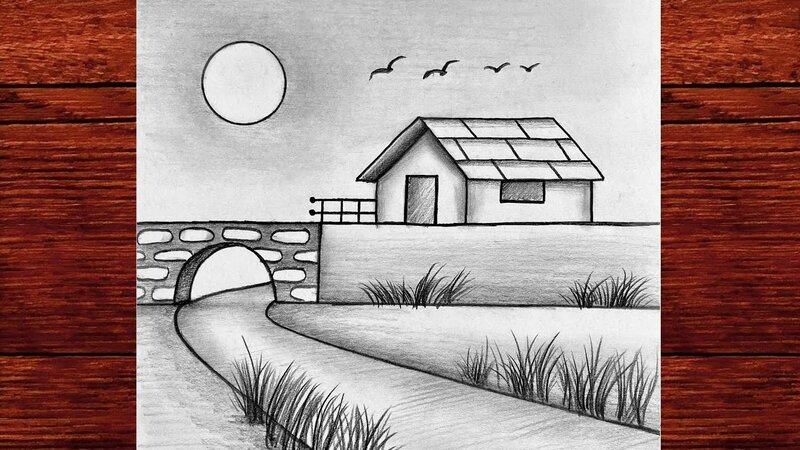 Kolay Manzara ve Doğa Manzarası Resim Çizimi - Çok Kolay Karakalem ...