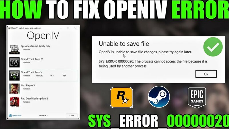 GTA V - how to solved open IV sys_error_00000020 error [ fixed ...