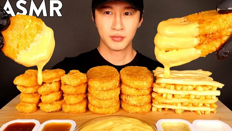 ASMR Cheesy Chicken Nuggets, HASH Browns & Fries Mukbang (No Talking ...