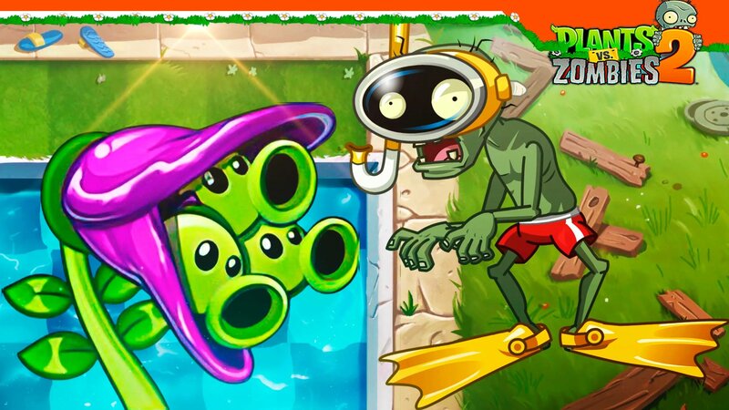 Новое Растение Морской Тройной Горохострел Seashooter Plants vs Zombies ...