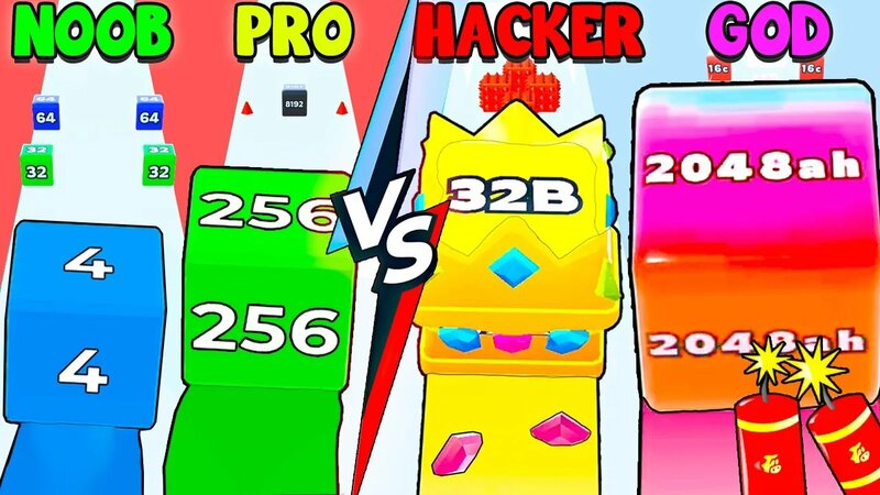 2048 CUBE Runner 🆚 Jelly RUN 2048: Collected ALL THE Cubes! [Max Level ...