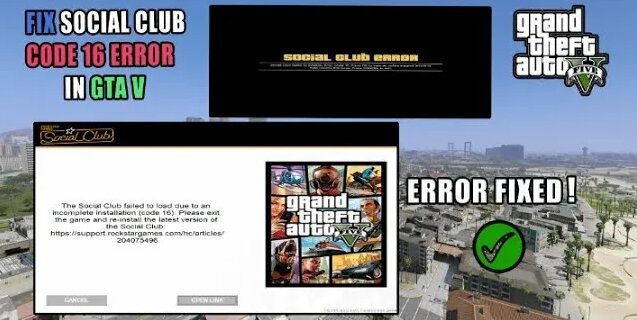 Fix social club code 16 error / fatal social club error solution / in ...