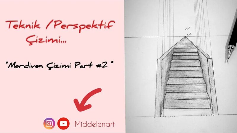 Perspektif / Teknik çizim( Merdiven Çizimi 3 Boyutlu)