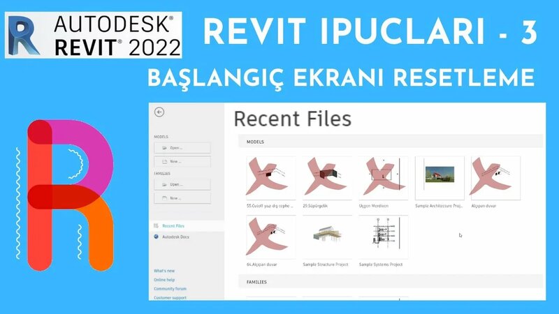 Revit Reset Recent Files, Başlangıç ekranı / 2dk'da Revit İpuçları - 3 ...