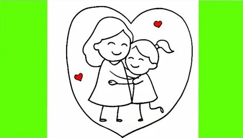 Kolay Anneler Günü Resmi Çizimi, Sevimli Anne ve Kız Resmi Adım Adım ...