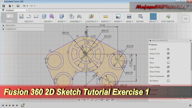 Fusion 360 2D Sketch Drawing | Practice Tutorial | Exercise 1 ...
