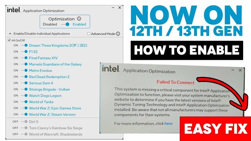 Intel APO on 12/13th GEN CPUs - New Dynamic tuning technology [DTT ...